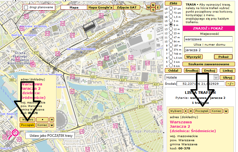 wyznaczanie trasy - mapa.szukacz.pl
